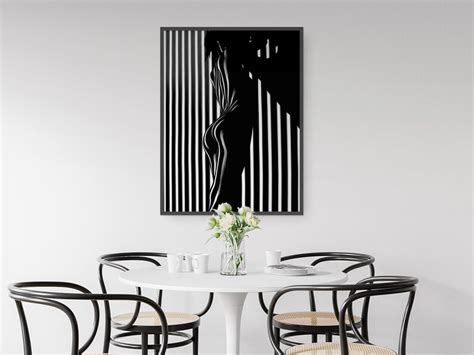 Nude Woman Black And White Line Art Print Minimalist Photography