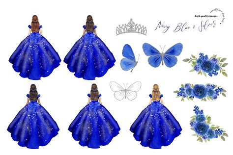 Navy Blue Princess Dresses Clipart By Sunflower Day Love On