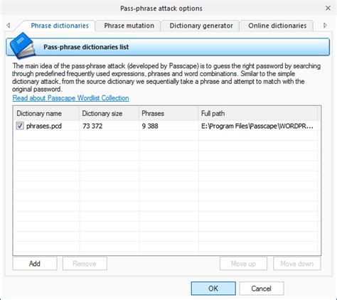 Recovering Passwords Using Pass Phrase Attack