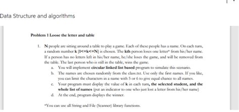 Solved Data Structure And Algorithms Problem 1 Loose The Chegg