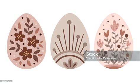 Boho Easter Eggs Clipart Set Happy Easter Clipart In Flat Style Easter
