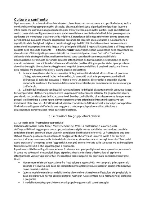 Culture A Confronto Riassunto Libro Sintesi Del Corso Di Psicologia