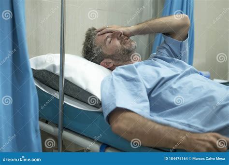 Scared And Worried Man In Pain At Hospital Room Attractive Injured