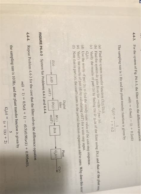 Solved 44 3 For The System Of Fig P44 3 The Filter