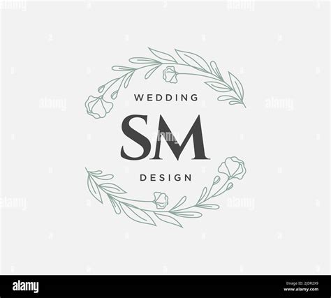 Sm Initials Letter Wedding Monogram Logos Collection Hand Drawn Modern