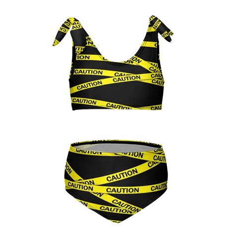 Caution Tape Girls 2 Piece Bikini Set Beach Sport Swimsuit Swimwear 12