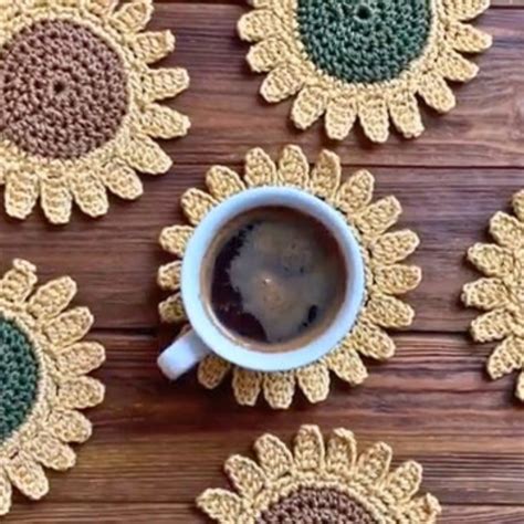 Crochet Sunflower Coaster Pattern Free Yarn Items