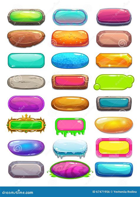 Big Set Of Cartoon Long Horizontal Buttons Stock Vector Illustration