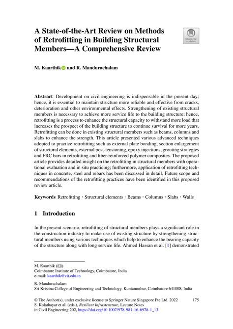 Pdf A State Of The Art Review On Methods Of Retrofitting In Building Structural Members—a