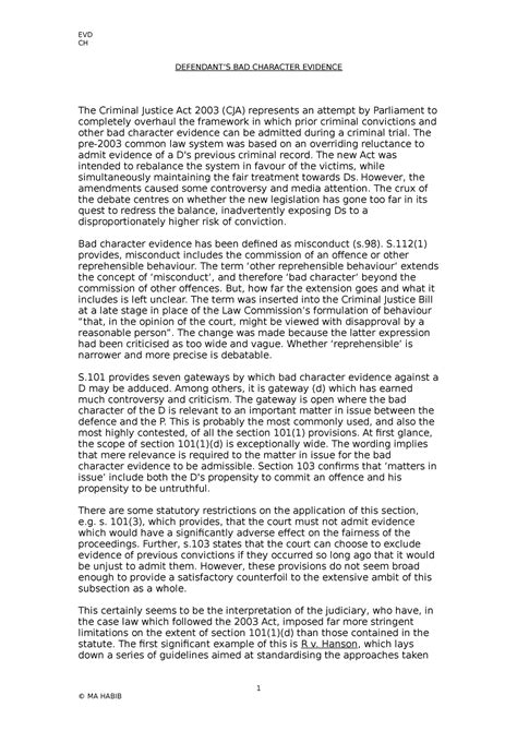 E3 1 D S Bad Character Evidence Evd Ch Defendant S Bad Character