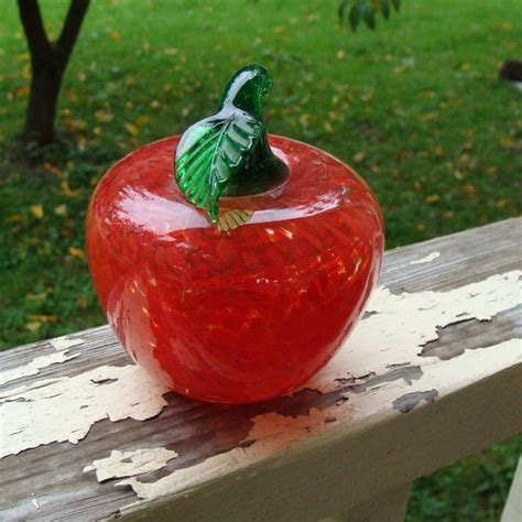 Blenko Glass Apple Etsy