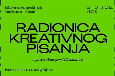 Fcjk Prijavite Se Na Radionicu Kreativnog Pisanja S Andrejem Nikolaidisom