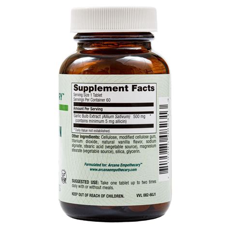 High Allicin Garlic 500mg 60c Arcana Arcana Empothecary
