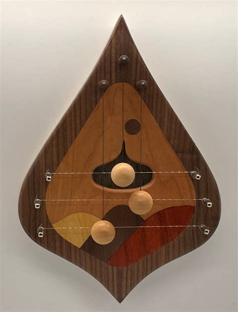 3 String Door Harp With Solid Walnut Border And Decorative Cherry Inlay