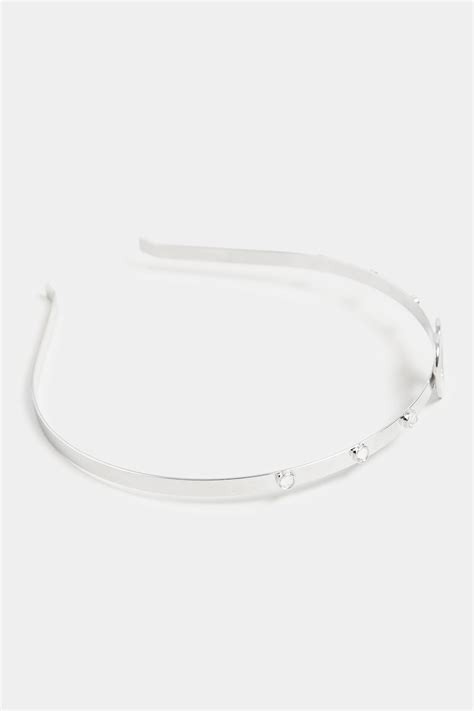 Silver Diamante Heart Headband Yours Clothing