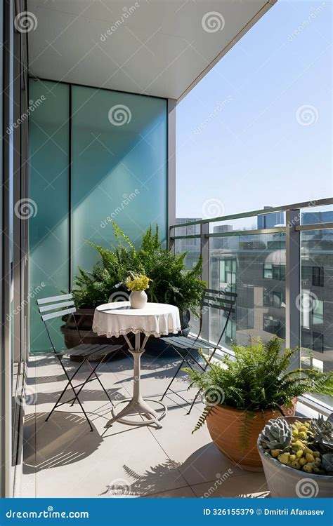 Cozy Modern Balcony With Glass Railing Stock Illustration