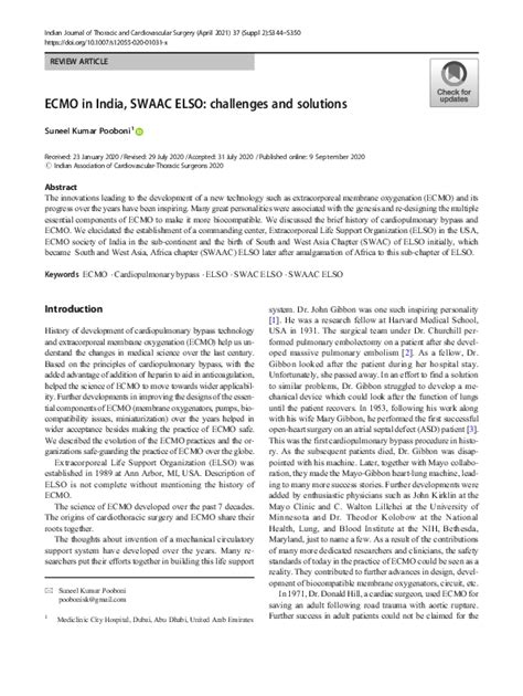 Pdf Ecmo In India Swaac Elso Challenges And Solutions