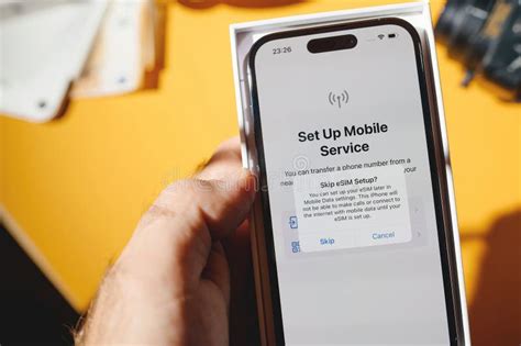 Skip Esim Setup Question On The Display During Set Up Mobile Service From A Editorial Image