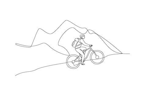 Dibujo Continuo De Una Línea Personas Andando En Bicicleta En El