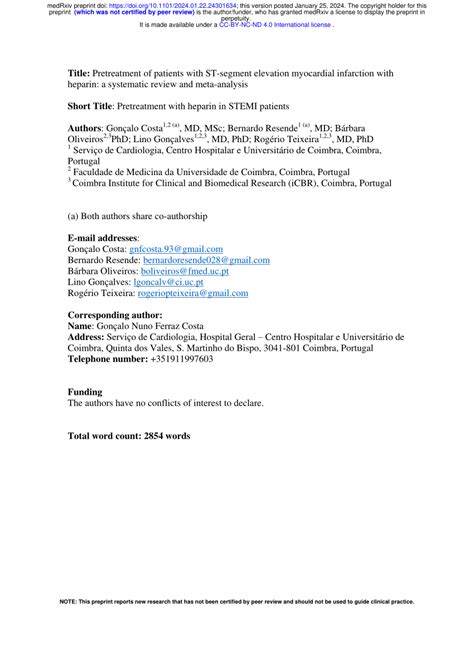 Pdf Pretreatment Of Patients With St Segment Elevation Myocardial Infarction With Heparin A