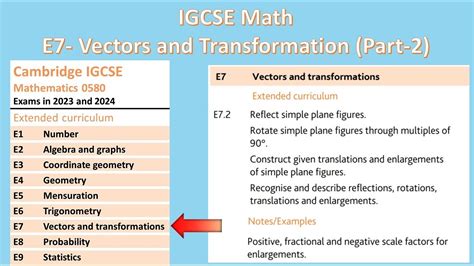 Igcse Math E7 Vectors And Transformations Part 2 Youtube