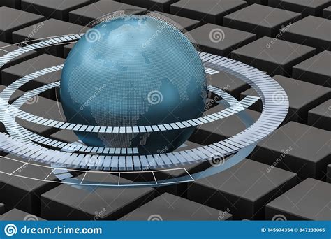 3d Rendering Data And Earth Graphics With Hud Elements Stock