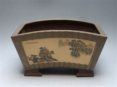 【目立った傷や汚れなし】【集】040429朱泥植木鉢 黄山風景絵 詩文在銘 中国宜興紫砂工芸厰作家作品の落札情報詳細 Yahoo