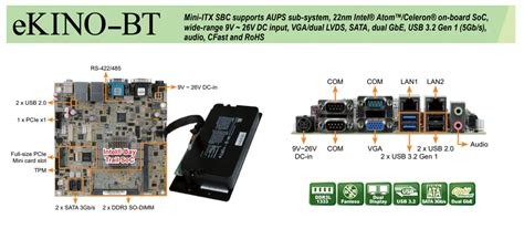 Iei Ekino Bt Mini Itx Supports Intel 22nm Atom Or Celeron On Board Soc Dual Independent Display