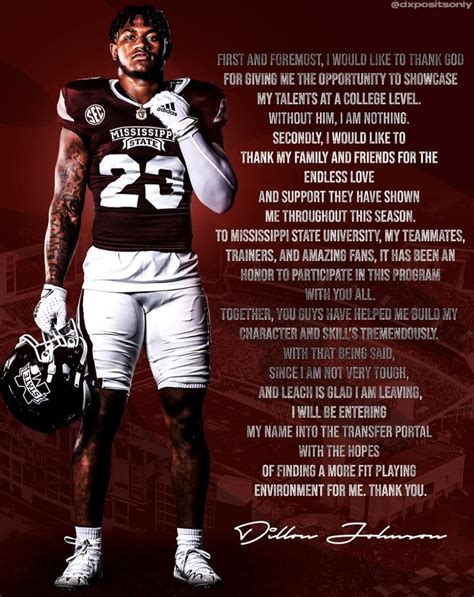 Mississippi State Rb Dillon Johnson Enters The Transfer Portal Rcfb