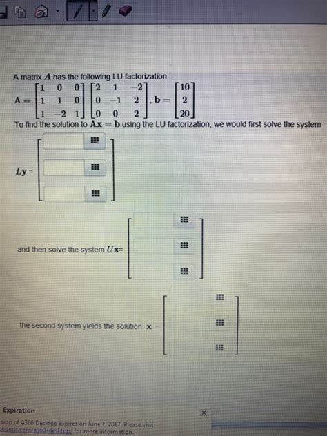 Solved A Matrix A Has The Following Lu Factorization A [1 1