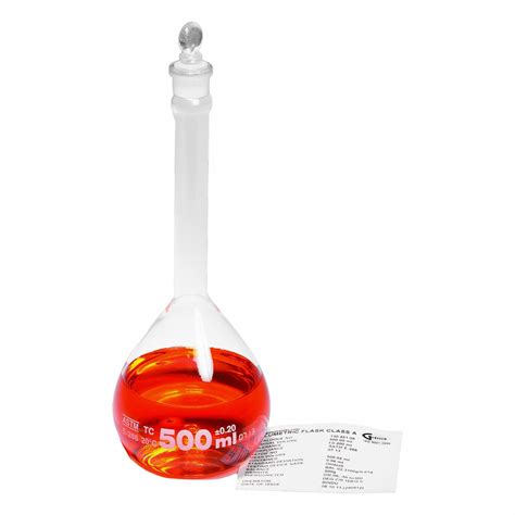 Borosilicate Glass 500 Ml Capacity Ml Volumetric Flask 207jw5