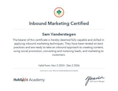 Graag Laat Ik Jullie Weten Dat Ik Mijn Certificaat Inbound Marketing
