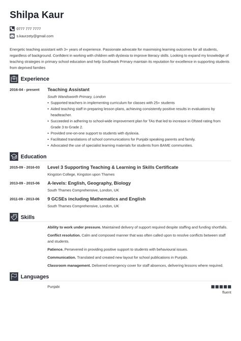 Teaching Assistant Ta Cv Example And Writing Guide