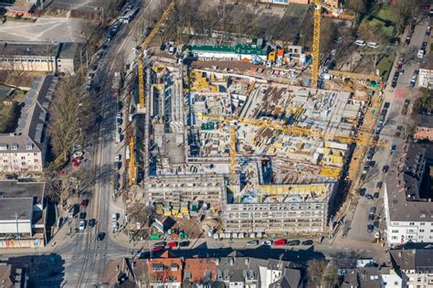 Essen Aus Der Vogelperspektive Baustelle Zum Neubau Einer Mehrfamilienhaus Wohnanlage