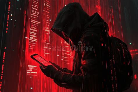 Hacker Using Smartphone To Commit Cyber Crime In Digital World Stock Illustration Illustration