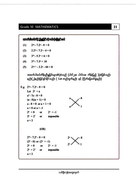 Grade 10 သင်ရိုးသစ် ဒသမတန်းသင်္ချာ မသိမဖြစ် လိုအပ်သော ပုံသေနည်းများ။ Chapter 1 To 9