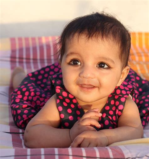 Smiling Asian Baby Girl Looking At The Viewer Stock Image Image Of