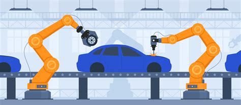 Process Of Automated Car Production Wehicle Parts On The Machinery