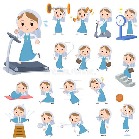 Nun Women Emerald Costumeexercise Stock Vector Illustration Of
