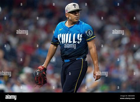Philadelphia Phillies Starting Pitcher Ranger Suarez Looks On During A