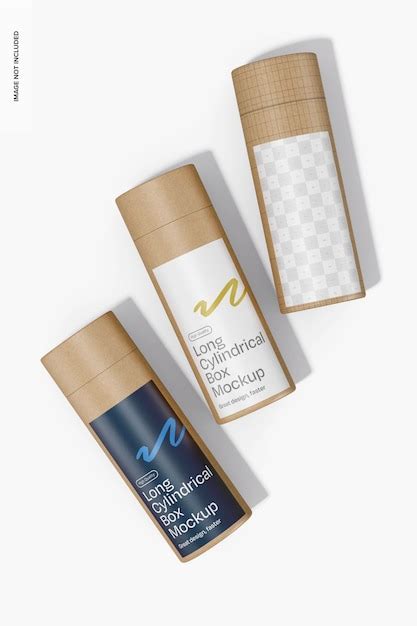 Premium Psd Long Cylindrical Boxes With Label Mockup Top View