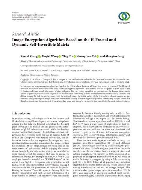 pdf image encryption algorithm based on the h fractal and dynamic
