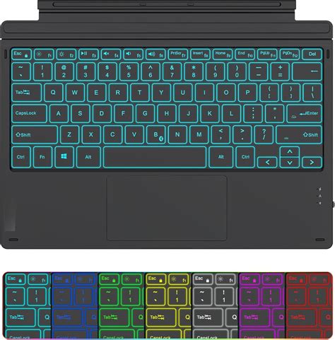 Fdqi 7 Color Backlit Surface Pro 7 Keyboard Rechargeable Bluetooth 5 0 Keyboard Type Cover For