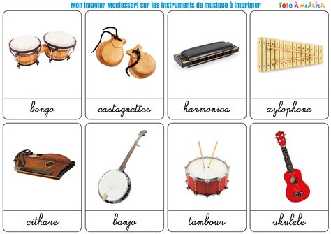 L imagier Montessori des instruments de musique à imprimer Tête à modeler