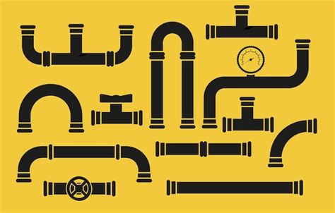 Ensemble Dicônes Vectorielles De Raccords De Tuyauterie Tube Industrie Construction Pipeline