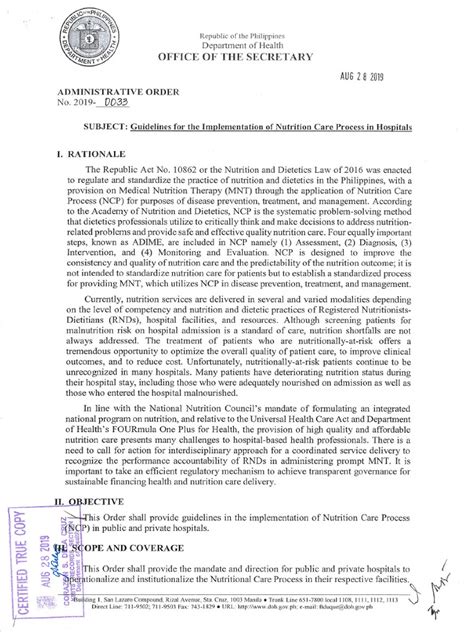 Doh Ao 2019 0033 Ncp In Hospitals Pdf
