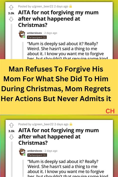 Man Refuses To Forgive His Mom For What She Did To Him During Christmas
