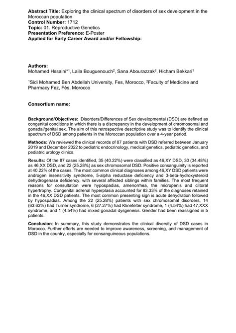 Pdf Abstract Title Exploring The Clinical Spectrum Of Disorders Of