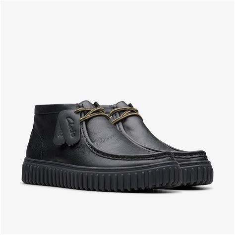 Mens Torhill Hi Black Leather Ankle Boots Clarks Uk