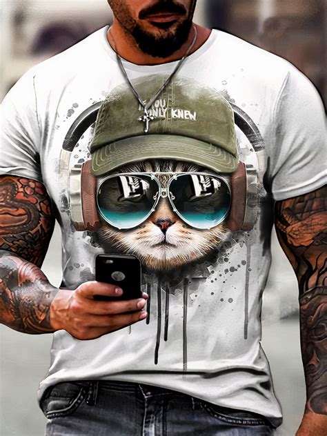 Camisa Camiseta Masculina Gato Fone Boné Shopee Brasil